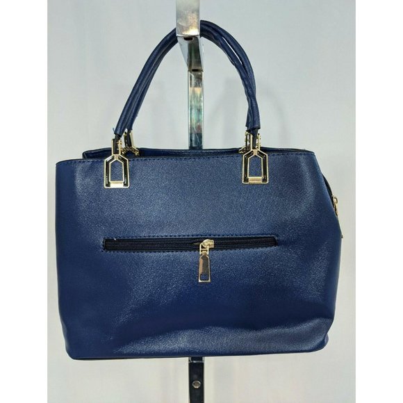 Aimily | Bags | Aimily Blue And Gold Faux Leather Purse New | Poshmark